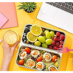 Healthy Human On The Go Bento Lunch Box with Stainless Steel Trays for - Blue