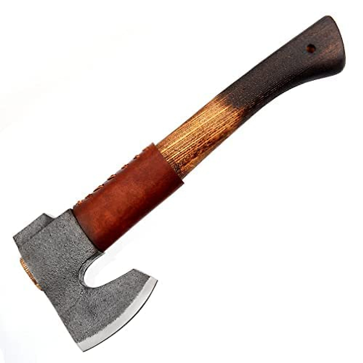 Qureshi Knife Handcrafted Carbon Steel Viking Axe – Gardening Axe - Quality Rosewood Handle Hatchet for Camping Tools - Sturdy 15 Overall Length with 5.3 Cutting Edge, Includes Leather Sheath