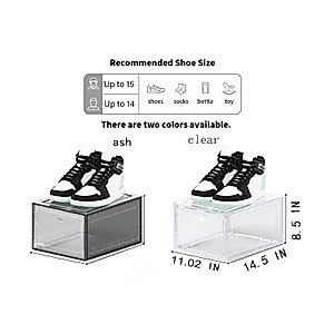 OMOPIN US 15 Clear Entryway Shoe Storage Boxes Stackable XXL, 8 Pack Clear Shoe Boxes Stackable for Closet, Drop Front Large Plastic Shoe Containers Collecting Sneakers(CLEAR 8 PACK)