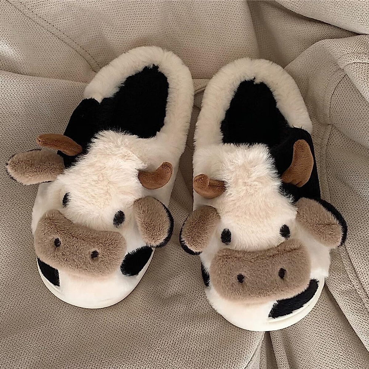 dubuto Kids Slippers, Cute Cow Slipper for Girls Boys, Animal Slippers Cozy Anti-slipe Soft Plush Warm Cozy Home House Slippers for Toddler Kids