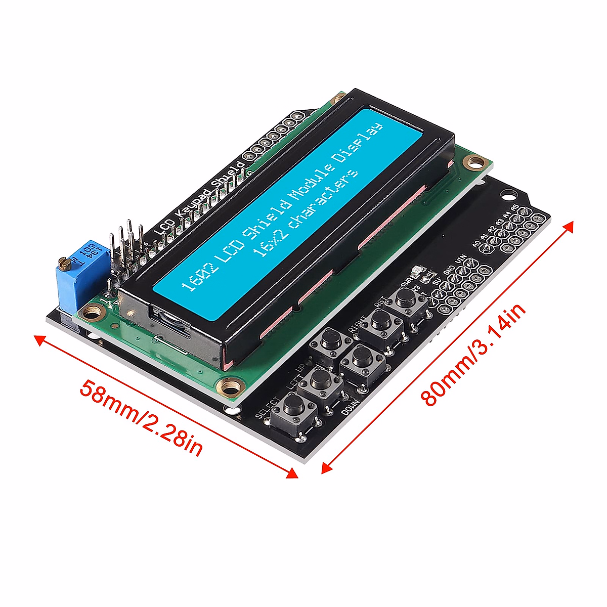 4Pcs LCD1602 Keypad Shield Module 4.5-5.5V LCD 1602 Display Expansion Shield Board Blue Backlight