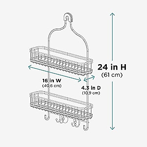 Zenna Home Extra Wide Hanging Over-the-Shower Caddy, Bronze