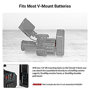 SmallRig Mini V-Lock Assembly Kit, V Mount Battery Plate, Quick Release Set with 1/4"-20 Threaded Holes - MD2801B