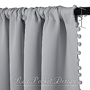 StangH Emerald Green Velvet Curtains & Pom Pom Blackout Curtains