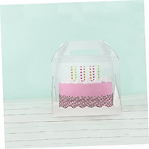 Zerodeko 10pcs Boxes Portable Cake Box Disposable Containers Food Containers Disposable Mini Boxes Bakery Boxes Containers with Lids Transparent Bakery Box Candy Packing Box Cake Container