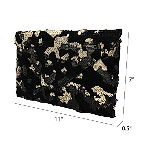 JNB Flat Sequin Envelope Clutch,Black