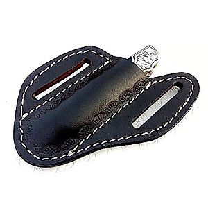 Ottoza Handmade Leather Knife Sheath CROSS DRAW KNIFE SHEATH 5" Folding Pocket Knife Sheath - Leather Folding Knife Sheath for 5 inch Folding Knives/Pocket Knives Black TOP GRAIN LEATHER No:73