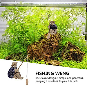 Yardwe 1pc Fisherman Ornament Pagoda Statue Small Human Garden Statue Figurine Fish Tank Fisherman Aew Action Figures Crafts for Boys Aquarium Adornments Ceramic Pagoda Elder Glass