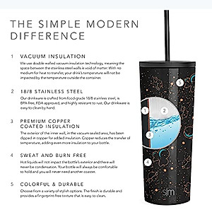 Simple Modern Disney Insulated Tumbler Cup with Flip Lid and Straw Lid | Gifts for Women Men Reusable Stainless Steel Water Bottle Travel Mug | Classic Collection | 24oz Minnie Mouse Starry Sky