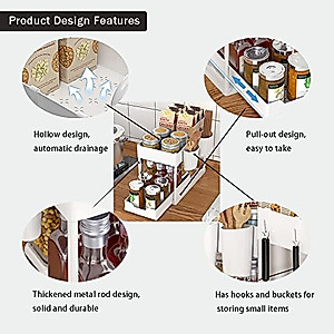 SKARO 2 Tier Upgraded Under Sink Sliding Basket Organizer and Storage, Pull Out For Easy Access, Multi-Purpose For Bathroom Storage And Kitchen Organizer Cabinets, 2 Pack, White