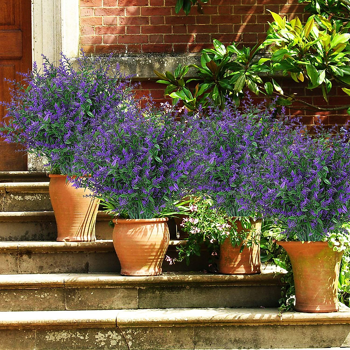 18 Pack Artificial Lavender Flowers Bouquet Fake Plants for Indoor Outdoor UV Resistant Plastic Flowers with Stems Decor Home ,Wedding, Party, Garden, Patio, Office, (Purple)