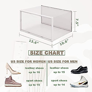 Side Open Shoe Boxes 12 PACK Clear Shoes Storage Containers Organizer Foldable Stackable,Plastic Shoe Storage Box Sneaker Cases for Closets Entryway Bedroom Garage,Fits Men's US Size 5.0-13