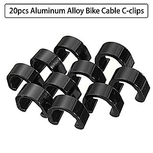Saipe 20pcs Aluminum Alloy Bike Cable C-clips Brake Cable Housing Clip Bicycle Cable Hose Guide Clamps for Brake Derailleur Shift Cables
