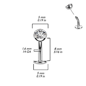 Pierced Owl 14GA F136 Implant Grade Titanium Threadless Convex Base CZ Crystal Floating Belly Button Ring (Vitrail Medium)