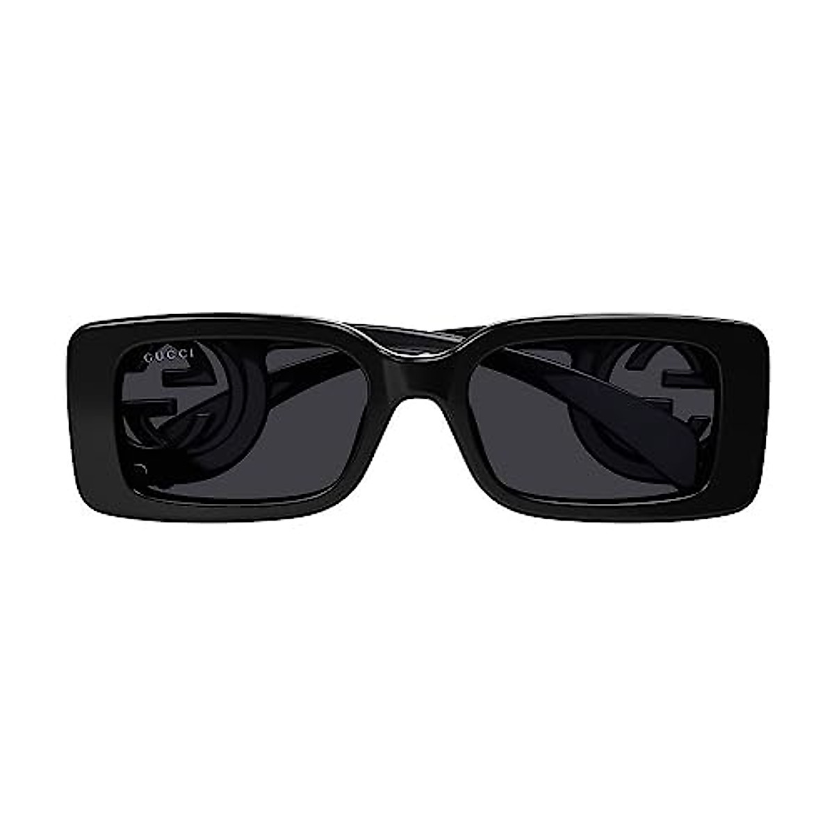 Gucci Women's Chaise Lounge Narrow Rectangular Sunglasses, Black-Black-Grey, One Size