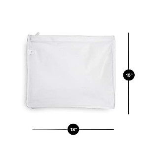 Smart Design Delicates Wash Bag with Safety Zipper - Set of 2 - Washer and Dryer Safe - Mesh Polyester Material - Delicates, Lingerie, and Baby Clothes - 18 x 15 Inch - White