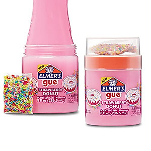 Elmer’s GUE Premade Slime, Strawberry Donut Fluffy Slime, Scented, Includes Rainbow Sprinkle Slime Add-Ins, 1 Count