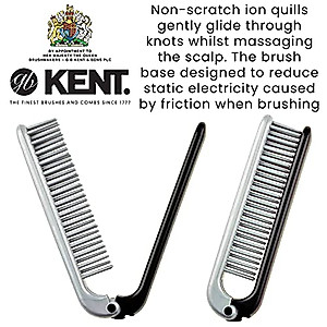 Kent KFM4 Anti Static Hair Brush Styling Brush Folding Brush Small Hair Brush for Men Daily Grooming using Mens Styling Products. Mini Hairbrush Anti Static for Hair Frizz Free Brush Made in England