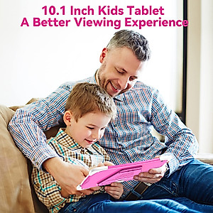 Tablet for Kids Android 12, 10.1 Inch Kids Tablet 2+32GB, 1280 * 800, 6000mAh, 2MP+5MP Dual Camera, Kid Learning Tablets for Toddler with WiFi, Parental Control, Educational, Google Store, Pink