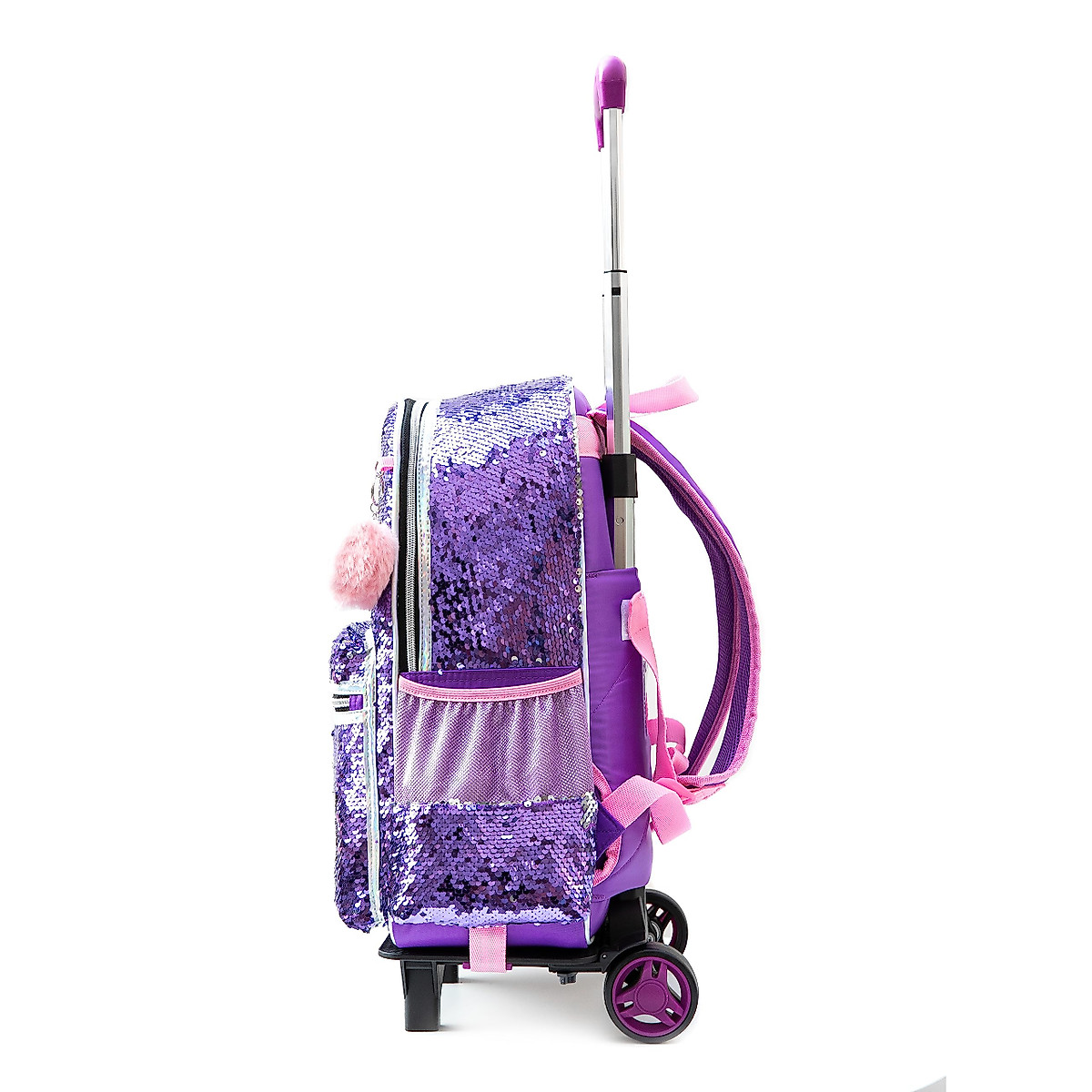 Meetbelify Girls Unicorn Rolling Backpack Wheels Backpacks Kids Luggage for Elementary Preschool Students Cute Suitcase Trolley Trip Wheeled Backpack with Lunch Box for Girls