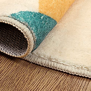 Sungea Abstract Round Rug for Bedroom 4ft, Faux Wool Soft Area Circle Rug, Farmhouse Washable Low Pile Throw Rugs, Carpet for Living Room Sofa Nursery Kids Room Decor