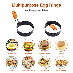 Highly Rated Egg Rings 3.5 Inches 4 PCS Frying Egg Molds Round Egg Circles, Anti-scald Nonstick Leakproof Egg Mould with Oil Brush Circular Egg Shaper
