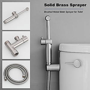 Bathfinesse Bidet Sprayer for Toilet, Solid Brass Handheld Bidet Attachment, Adjustable Water Pressure, Brushed Nickel