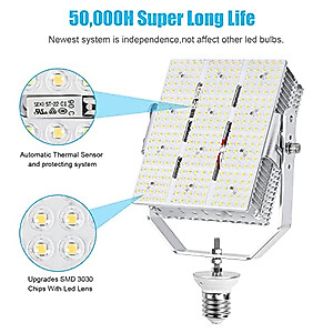 240W LED Parking Lot Retrofit Kit 34800LM ETL DLC Replace 1000W MH HPS HID Shoebox LED Retrofit Lights AC100-277V 5000K E39 Base for Outdoor Tennis Court Canopy Flood Street Area Lighting Fixture