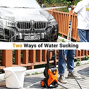 Rock&Rocker Powerful Electric Pressure Washer, 2150PSI Max 1.6 GPM Power Washer with Spray Nozzles,Soap Tank, IPX5 Car Wash Machine for Home/Car/Driveway/Patio Clean, Orange