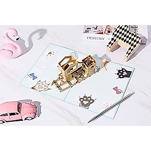 Liif Funny Cats Tree 3D Greeting Pop Up Card - Cat Birthday Card, Just Because, Thinking of You, Retirement, Thank you, Anniversary, Cute, Kitty | Large Size 8 x 6 inch | Cat Lover Gift