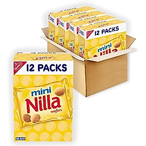 Nilla Wafers Mini Cookies, Vanilla Wafers, 48 Total Snack Packs (4 Boxes)