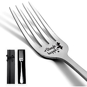 XIKAINUO Dingle Hopper Funny Engraved Stainless Steel Fork, Funny Gift for Kids Little Mermaid Fan, Husband Wife Boyfriend Girlfriend, Best Birthday Valentine Christmas Gift