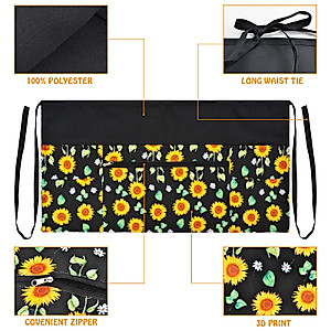 AuSletie Server Apron Waitress Apron With 6 Pockets for Women, Half Waist Aprons with Zipper, Water Oil Stain Resistant Restaurant Chef Apron for Bartender, Kitchen Coffee Shop, Check Holder