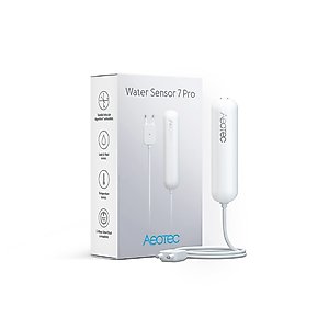 PRO Version ZWave Water Sensor: Aeotec Water Sensor 7 Pro, with Flood, Temperature, Humidity Sensor, SmartThings Sensor Compatible, Z-Wave Plus, S2, SmartStart, ZWave hub Required