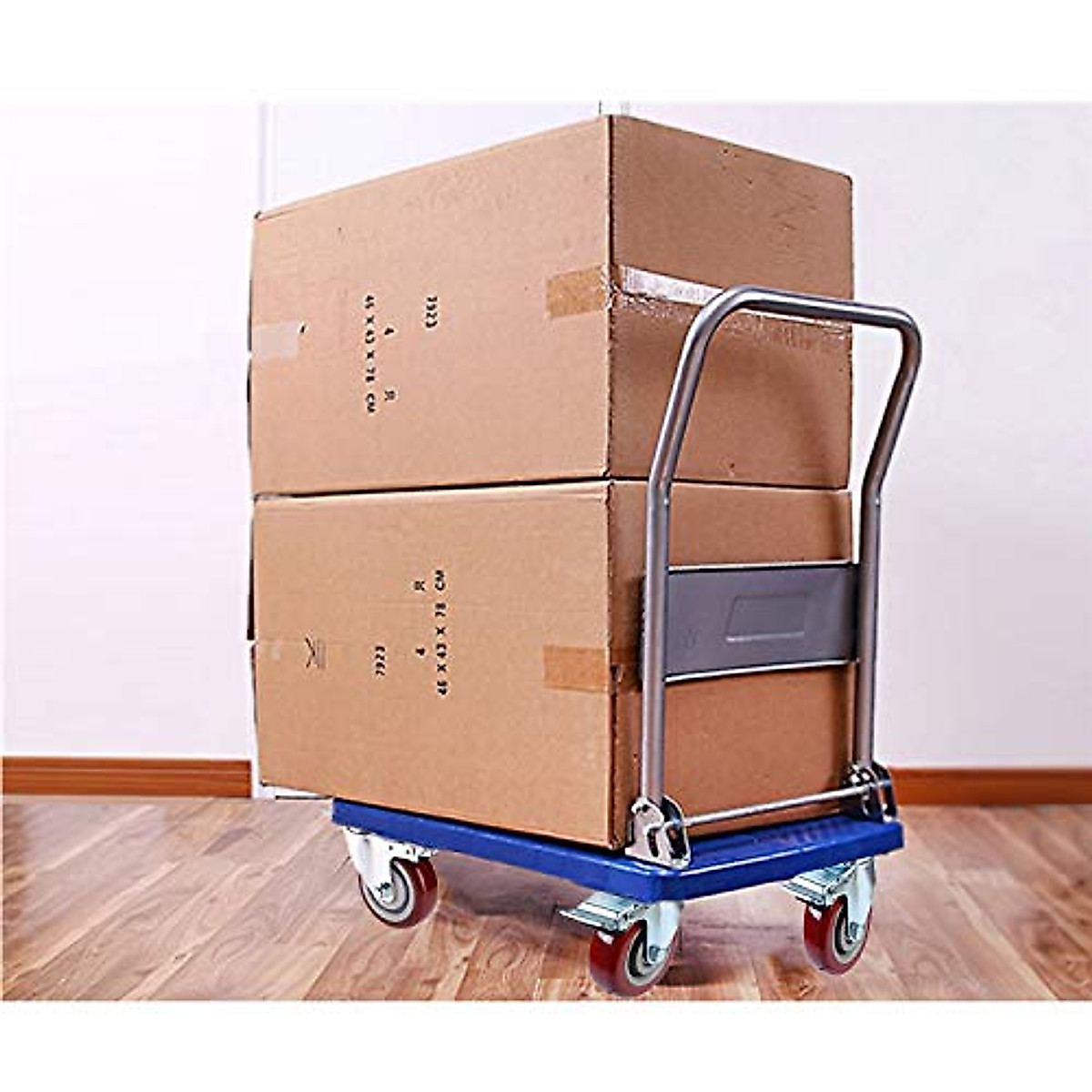 ABSLIMUS 4 inch Heavy Duty Casters Load 2400lbs, Lockable Bearing Plate Caster Wheels with Brakes, 360-degree Swivel Casters for Furniture and Workbench Cart, Set of 4 (Free Screws and a Spanner)