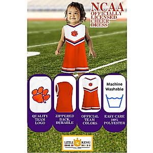 Little King NCAA Toddler/Youth Girls Team Cheer Jumper Dress-Clemson-Y6