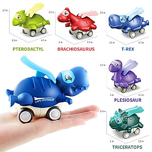Dinosaur Car Press and Go Toddler Toys Pull Back Vehicles for Boys and Girls Age 3 and Up 5 Pcs Car Race for Kids