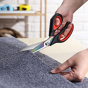 LIVINGO Fabric Scissors Heavy Duty - 9.5 Inches Professional Titanium Coated Forged Stainless Steel Sharp Bent Shears for Sewing Crafting Cutting Cloth, Felt, Leather, Paper