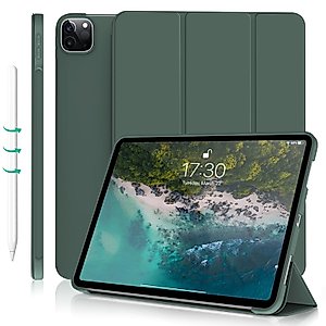 Kenke iPad Pro 11 Inch Case 4th/3rd/2nd/1st Generation 2022/2021/2020/2018 2nd Pencil Magnetic Attachment Without Pencil Holder Soft Slim TPU Cover Auto Wake/Sleep (Dark Green)