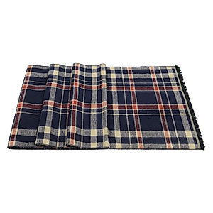 Scarf for Men Fall Winter Warm Scarves Soft Tassel Cashmere Feel Scarf Navy & Beige & Red