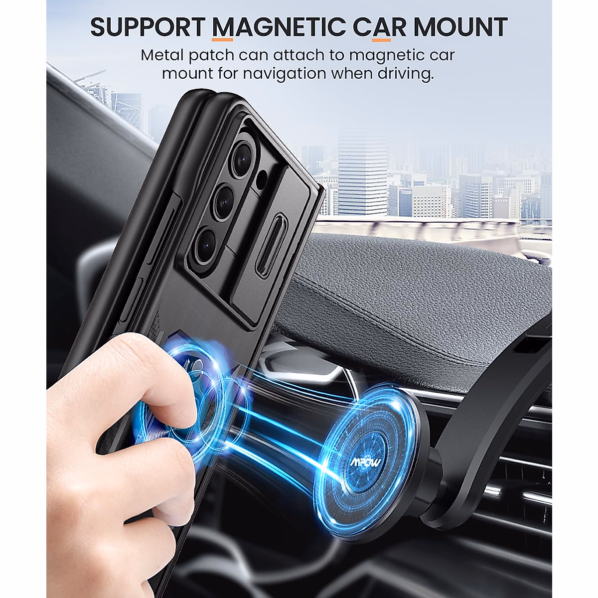 Upgraded for Galaxy Z Fold 5 Case, Samsung Fold 5 Case with Screen Protector, Kickstand Ring Holder, Slide Camera Cover and Hinge Protection - Shockproof for Z Fold 5 5G Phone - Black