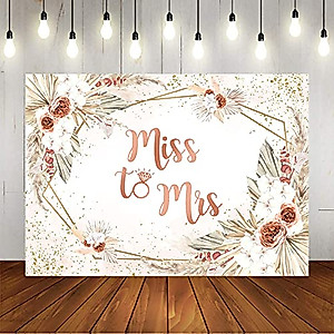 Mocsicka Miss to Mrs Bridal Shower Backdrop Boho Chic Pink Flowers Photography Background Vinyl Wedding Bride to Be Cake Table Decorations Photo Booth (7x5ft)