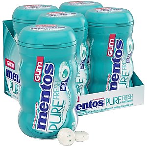 Mentos Pure Fresh Sugar-Free Chewing Gum with Xylitol, Bulk, Wintergreen, Bulk, 50 Count, (Pack of 4)