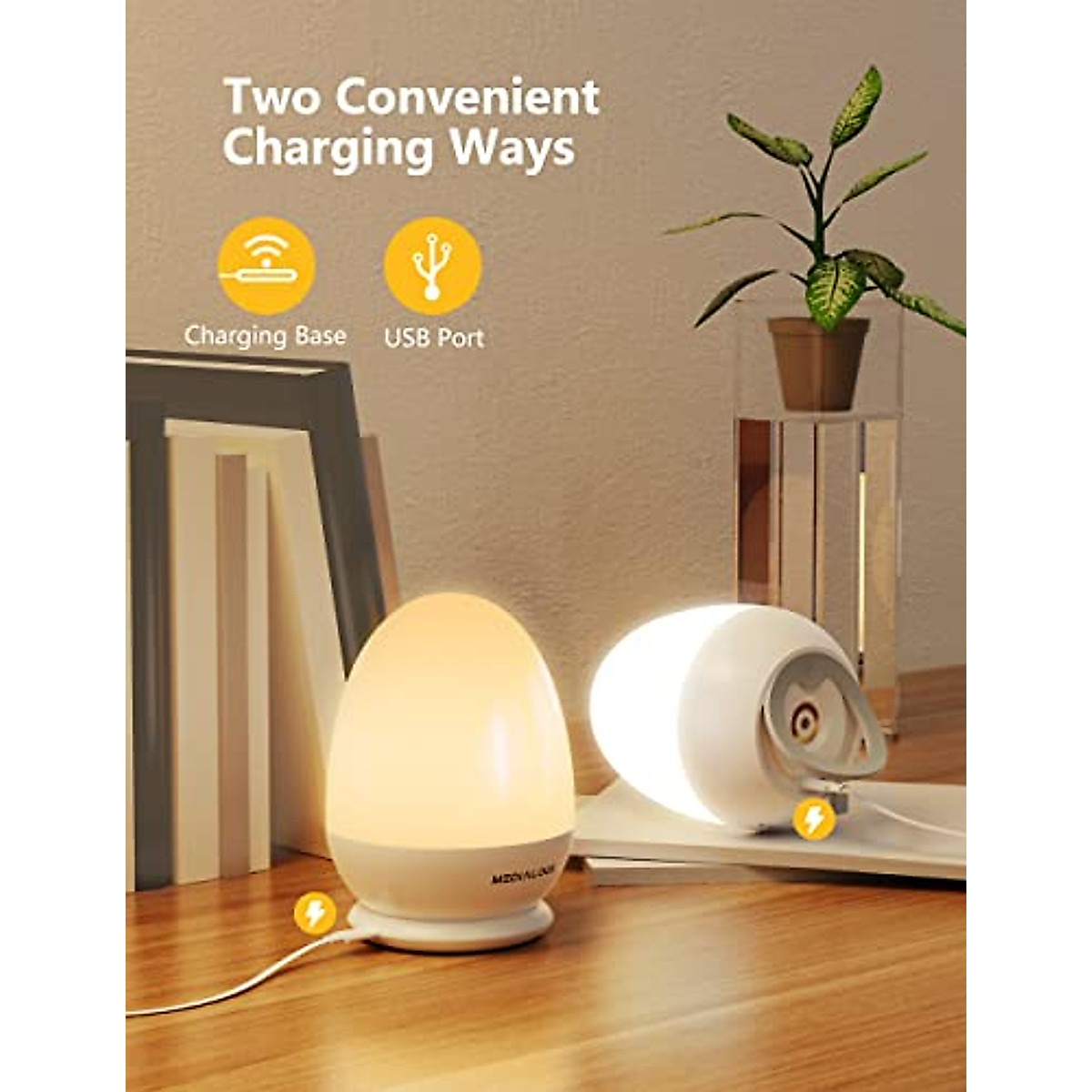 MediAcous Night Lights for Kids Room, Baby Night Light with Stable Charging Pad, Dimmable Kids Night Light with 1H Timer & Touch Control, ABS+PC LED Egg Lamps for Breastfeeding, Up to 200H