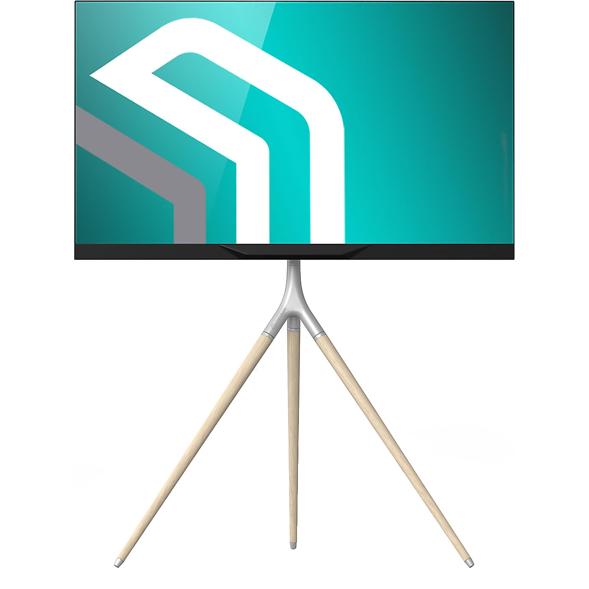 ONKRON Tripod TV Stand Wood for 32-65 Inch TVs up to 77 lbs, Swivel Floor TV Stand Adjustable Height max 400x400 VESA - Easel TV Stand Floor Standing/Corner TV Stand with Mount White