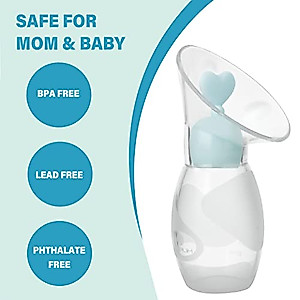 Amplim Gen-2 Silicone Breast Milk Collector | 1-Pack Food Grade Travel Manual Breast Pump with Breastfeeding Milk Saver Stopper | FSA HSA Eligible, BPA PVC Lead and Phthalate Free | 4oz/100ml Blue