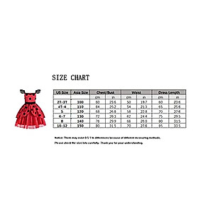 ReliParty Ladybug Dress for Girls with Mask and Bag Costume for Kids Dress Up Costume Birthday Halloween Christmas,10-12/150