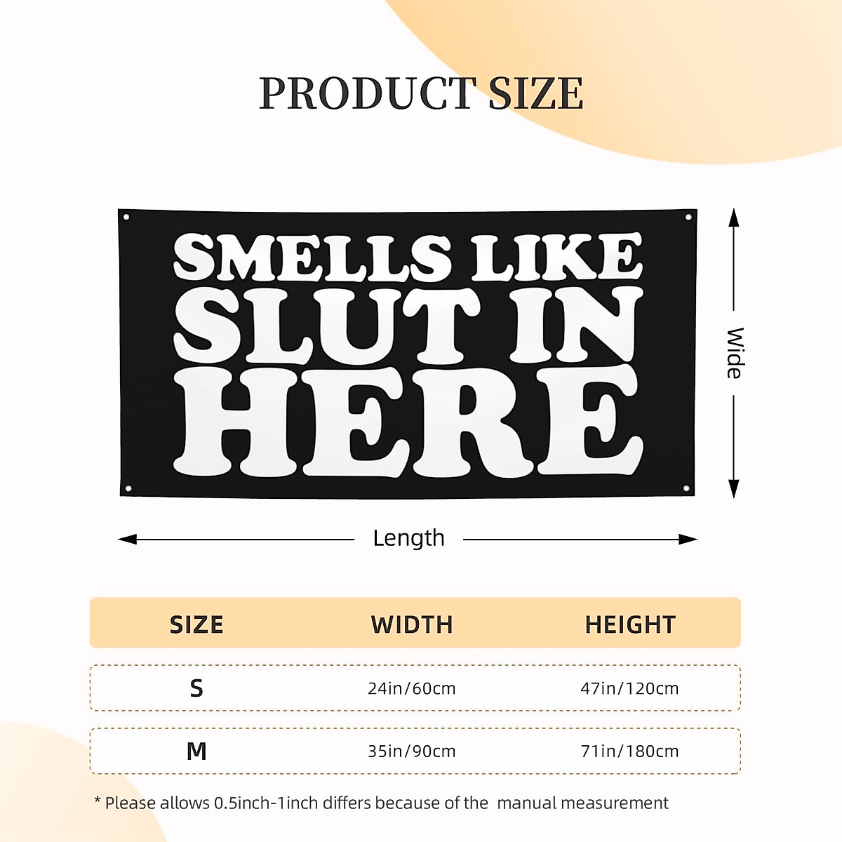 Haebfsl Smells Like Slut In Here Flags 24" X 47" Banner Wall Outdoor Hanging Flag With 4 Brass Grommets For College Dorm Room Decor