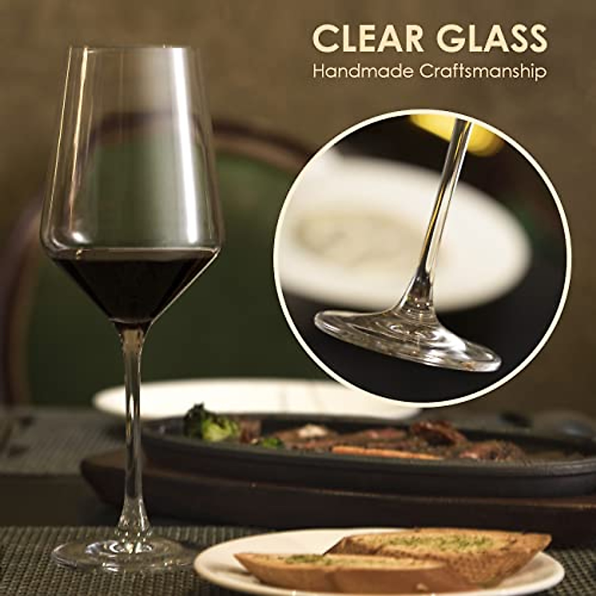 S SALIENT Wine Glasses Set of 6,Long Stem White/Red Wine glasses,14oz Hand Blown Premium Crystal Wine Glass,Gift Packing Burgundy Glasses