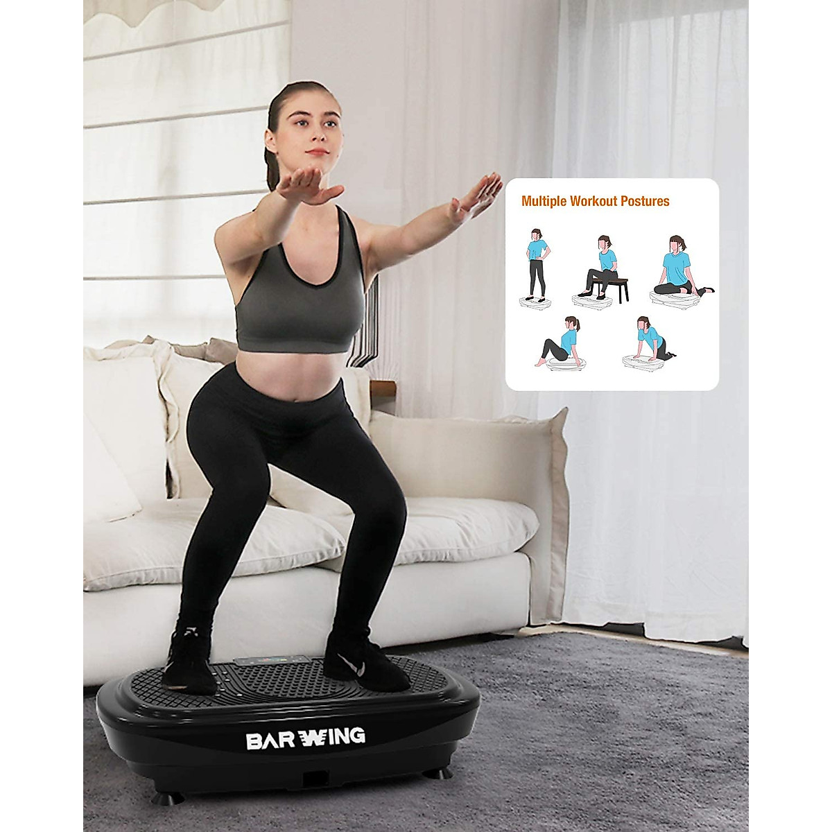 BARWING 4D Vibration Platform, Micro Vibration, Whole Body Workout Machine, Home Training Machine Equipment Balance Trainer with Remote Control Black-Black